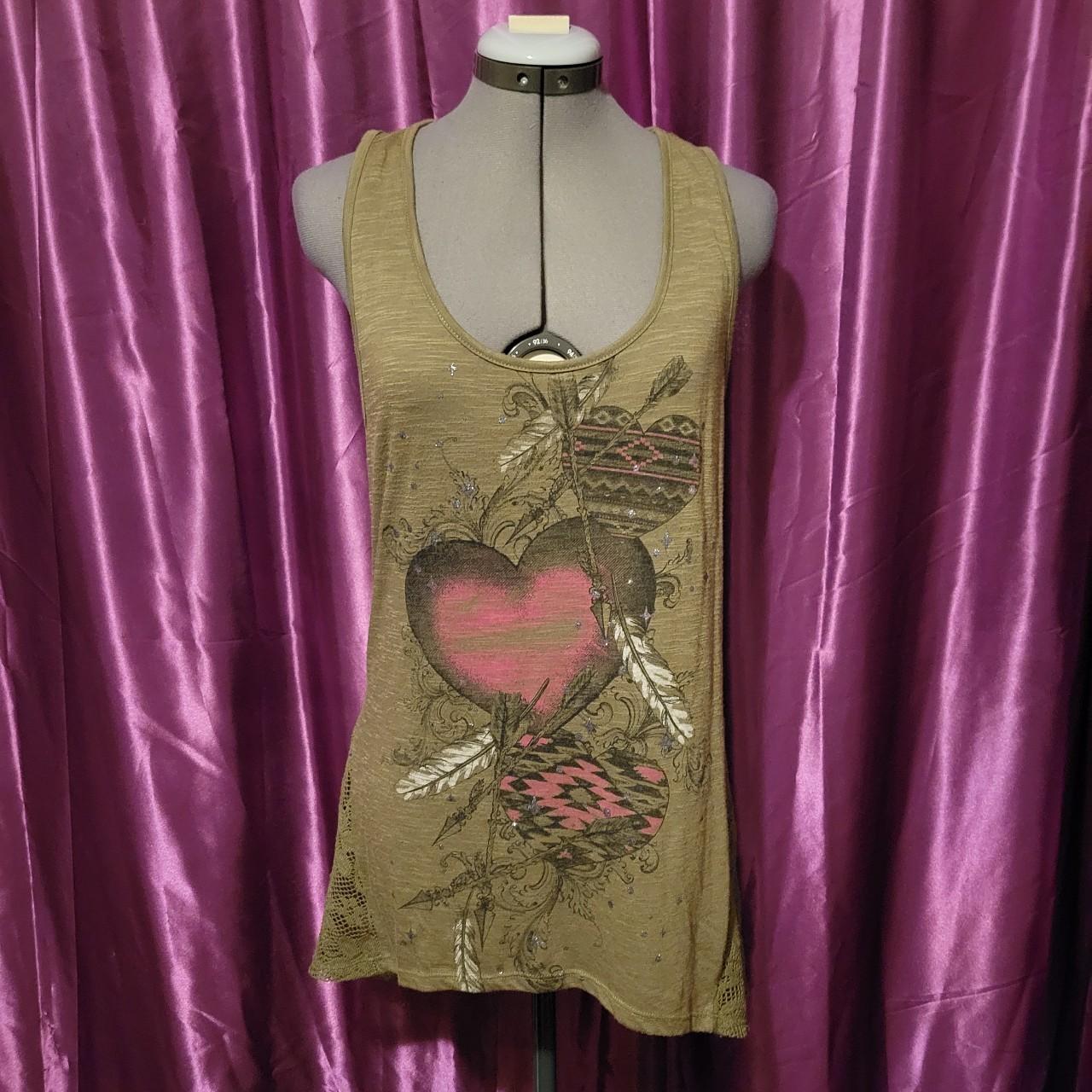 Vintage y2k army green high low tank top with back... - Depop