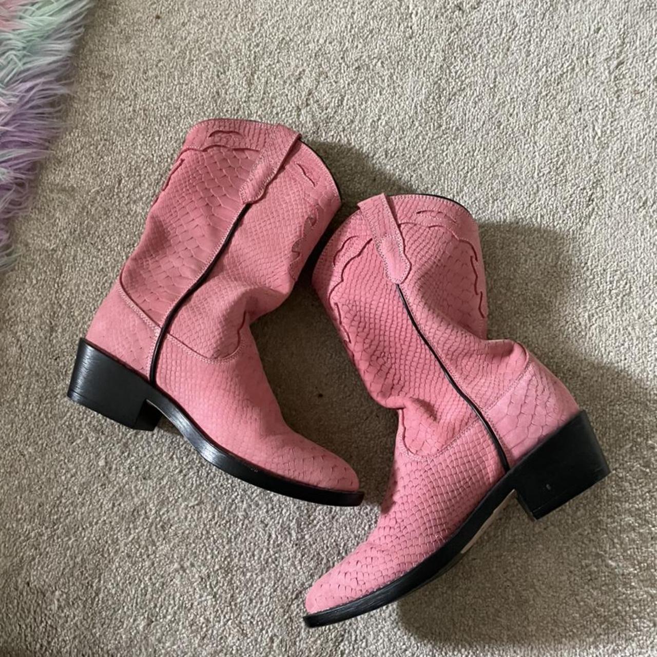 Adorable barely worn pink suede boots from urban... - Depop