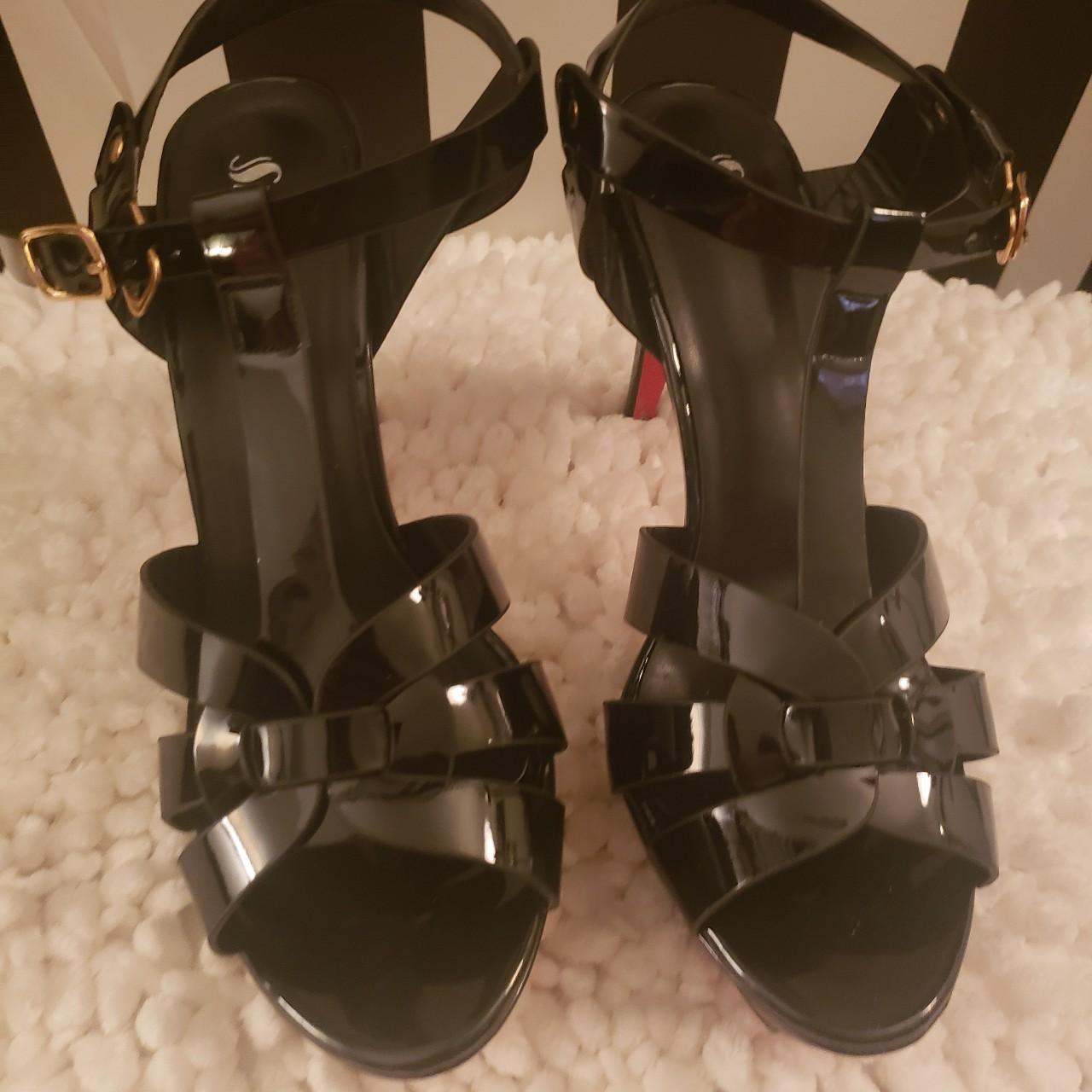 Black patent heel with red bottom sole, brand new, ... - Depop