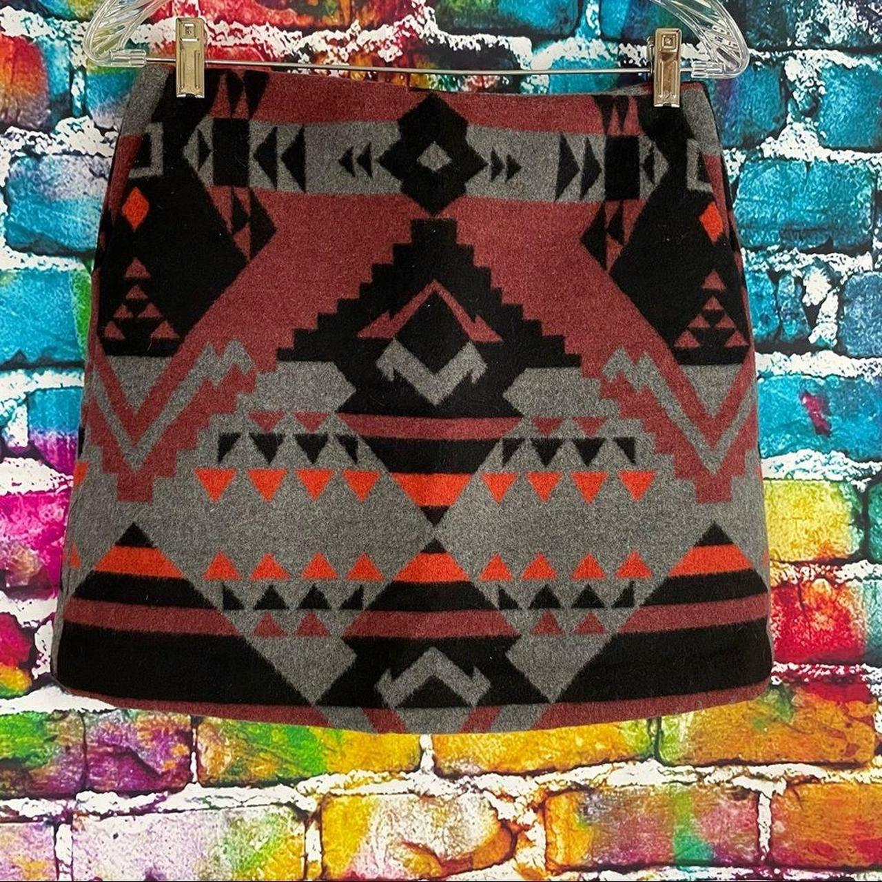 Gap Southwest Aztec Wool Blend Mini Skirt Ski Bell... - Depop