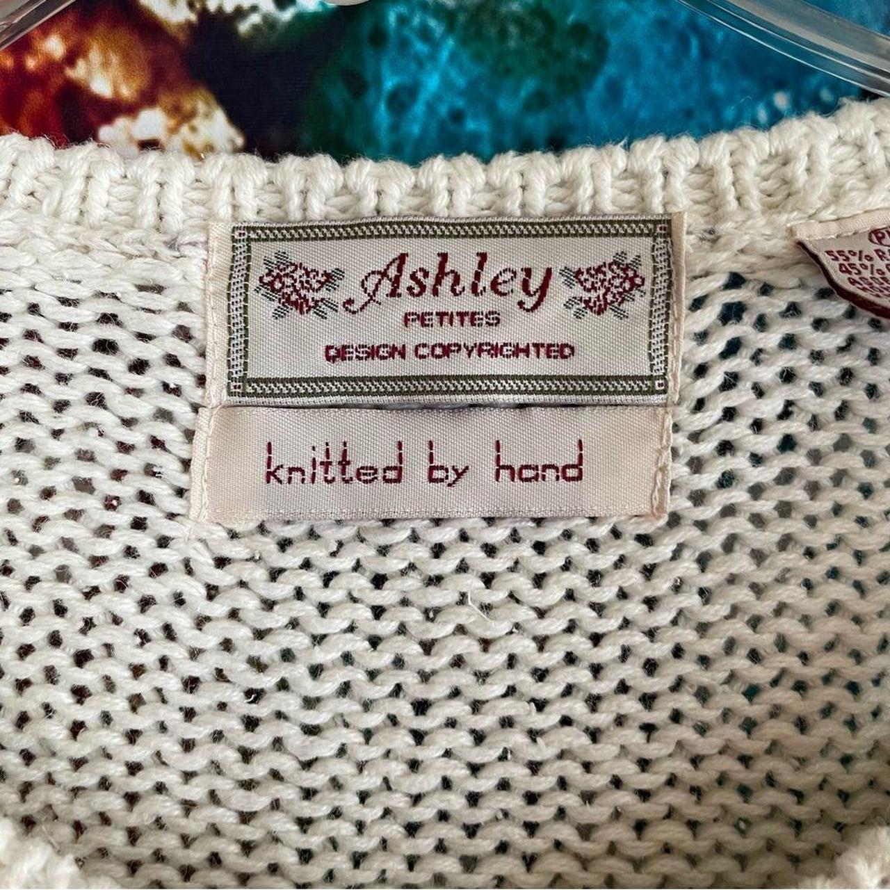 Vintage Ashley Hand Kniited Short Sleeve Floral... - Depop