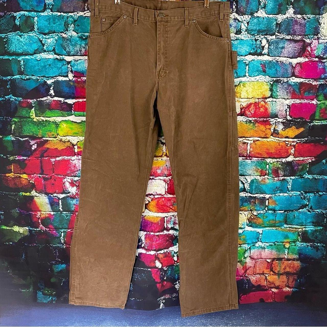 Dickies Brown Canvas Carpenter Duck Jeans Pants Size... - Depop