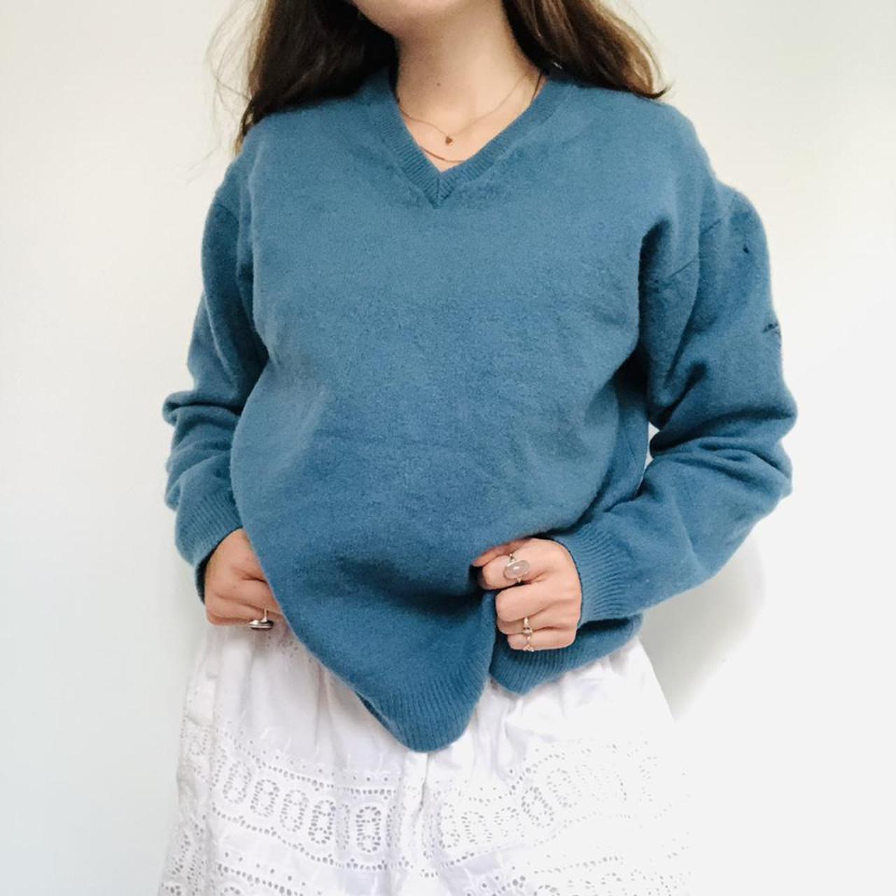 blue, woollen James Pringle v neck sweater It has... - Depop