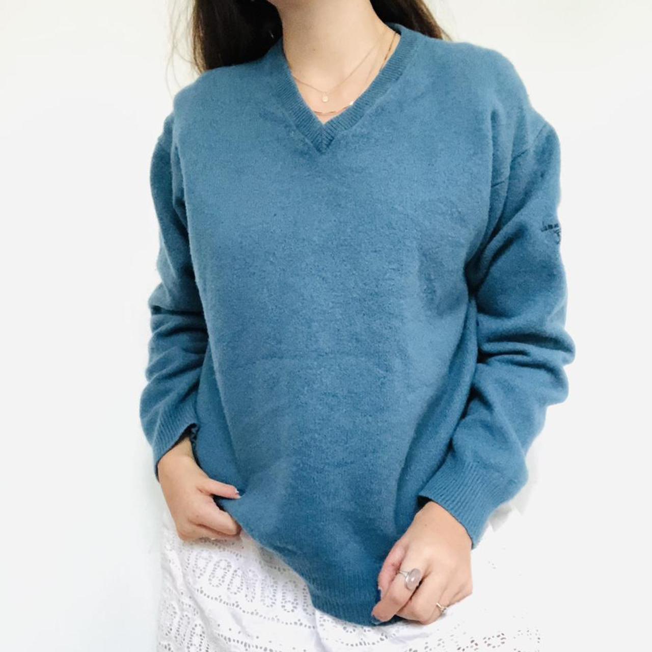blue, woollen James Pringle v neck sweater It has... - Depop