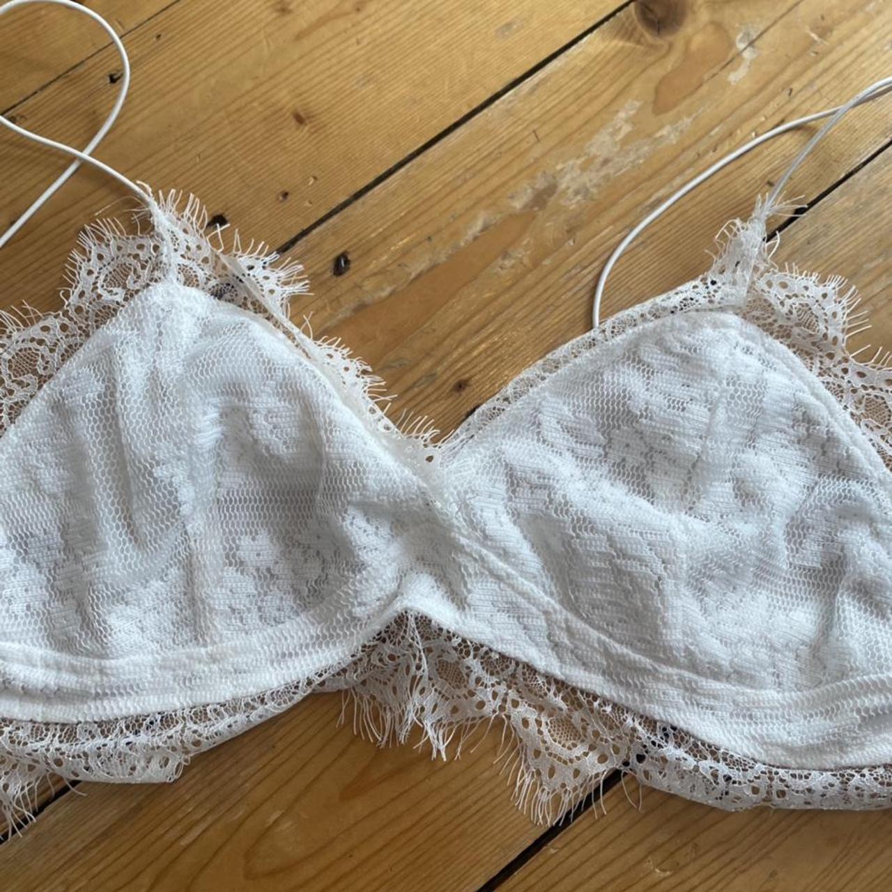 White lace trim pretty little thing tie back... - Depop