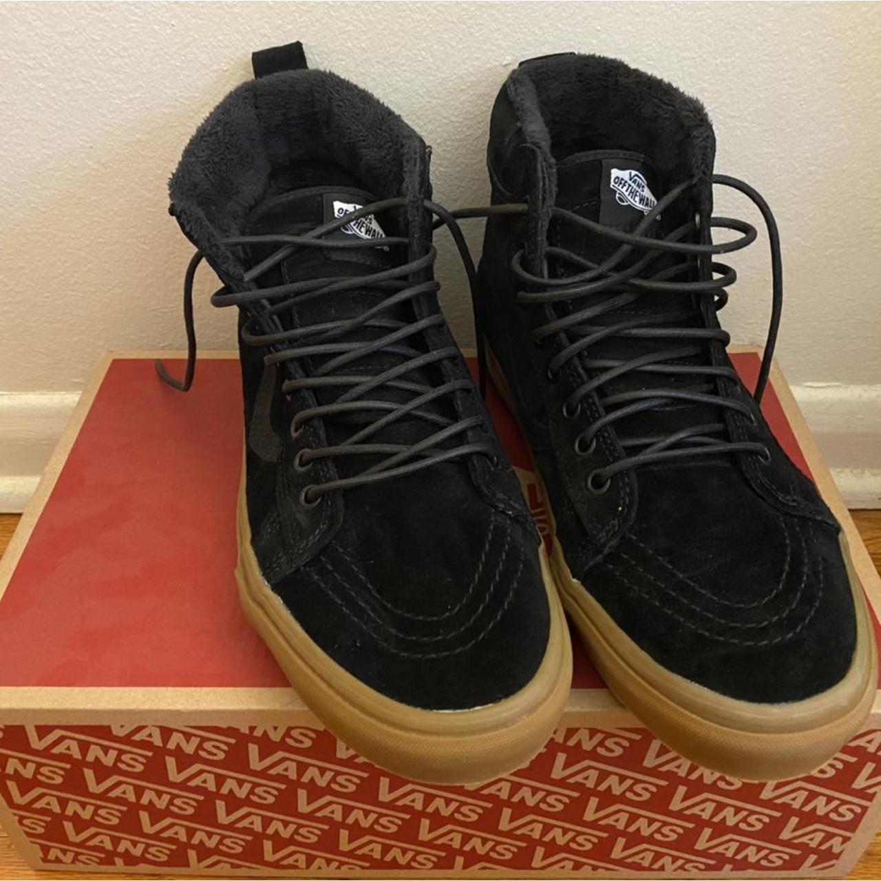 Winter Vans - Black fur interior, suede, rope... - Depop