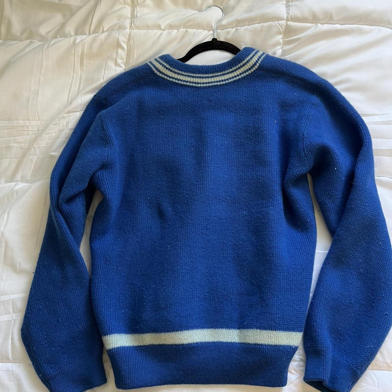 vintage sweater blue v-neck, charles... - Depop