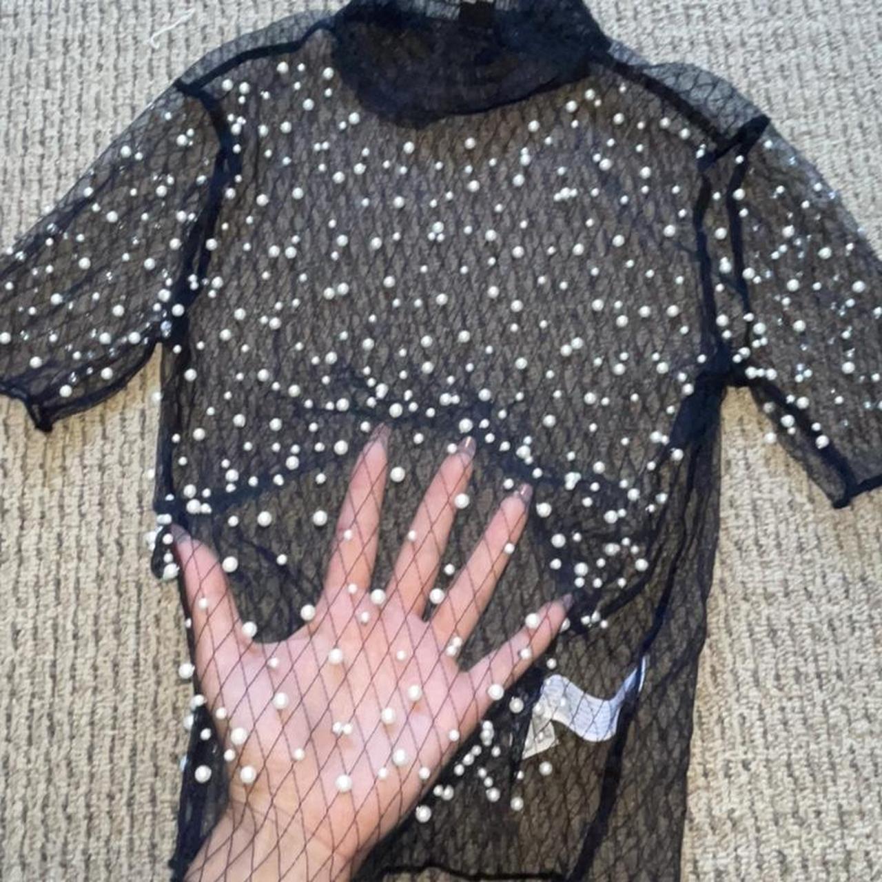 Pearl mesh shirt top #pearl #shirt #top - Depop