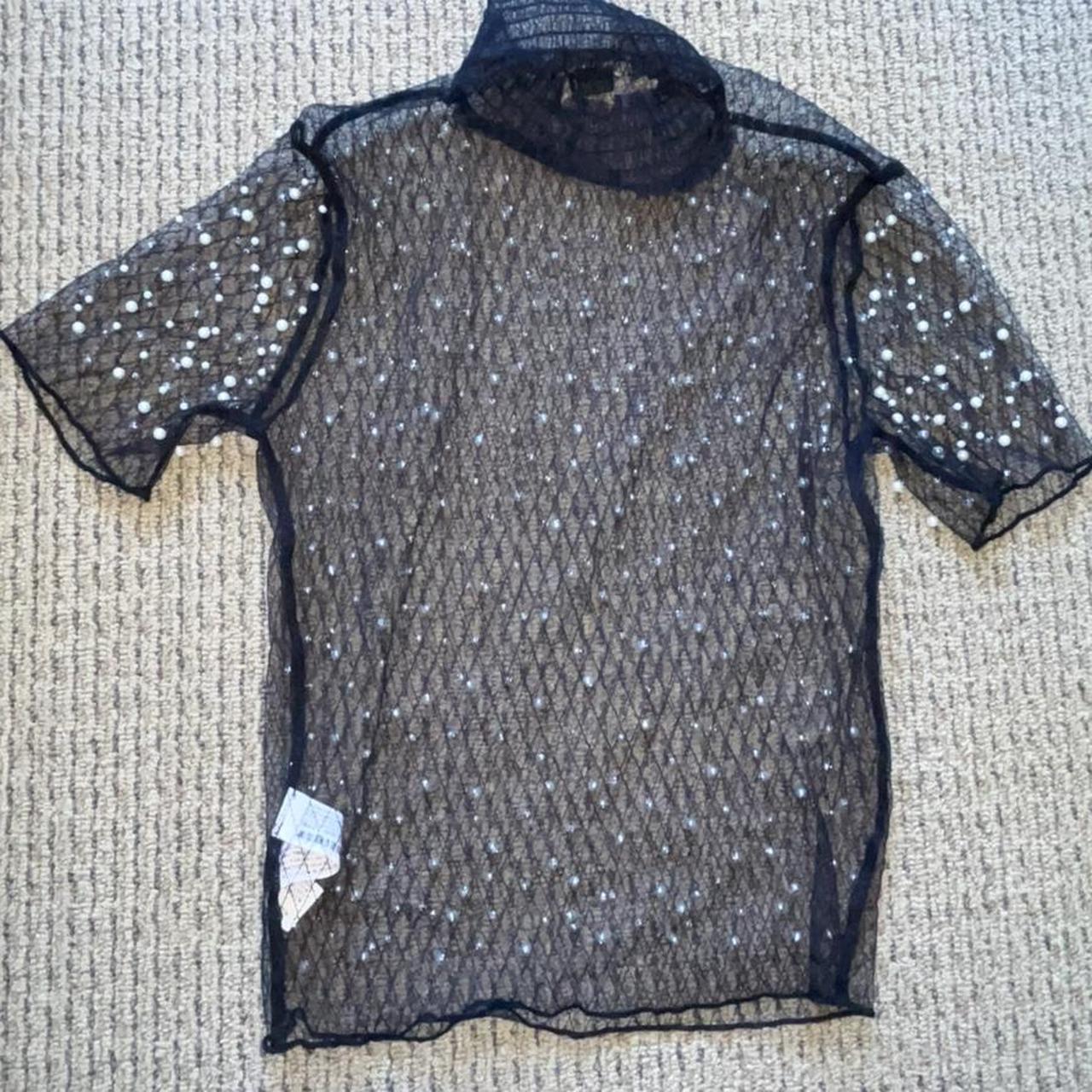 Pearl mesh shirt top #pearl #shirt #top - Depop