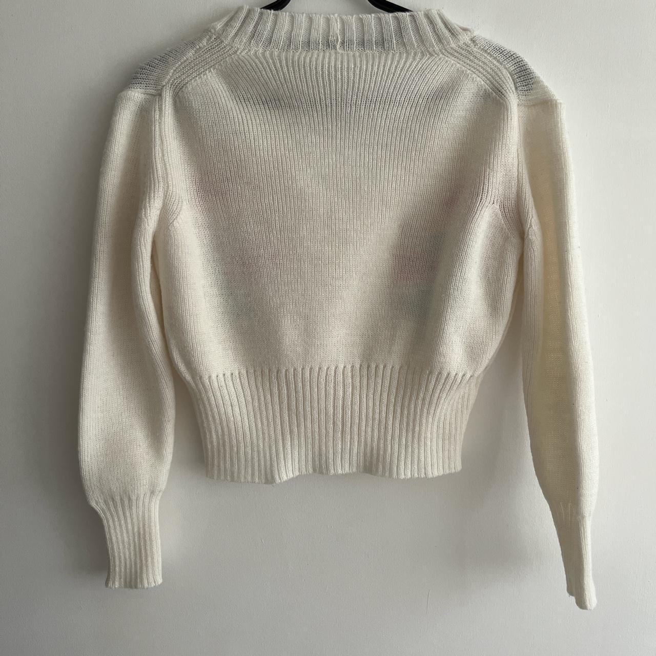 Vintage cream cropped cardigan with floral... - Depop