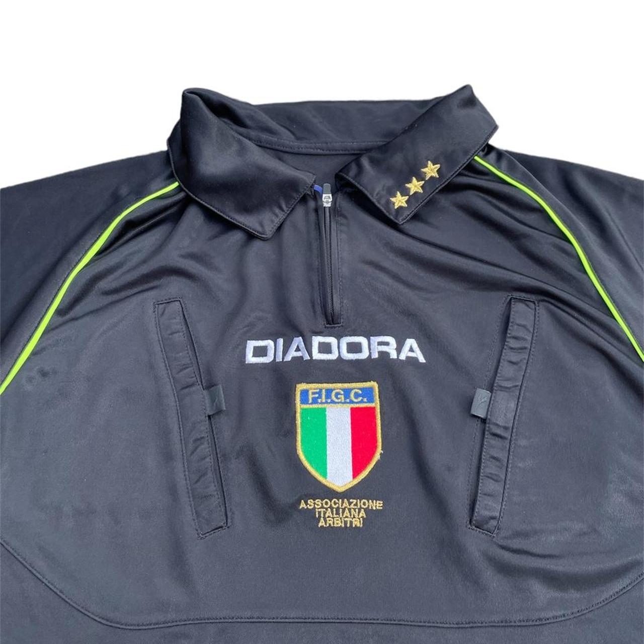 Italy Serie A Referee Diadora Black Polo Shirt... - Depop
