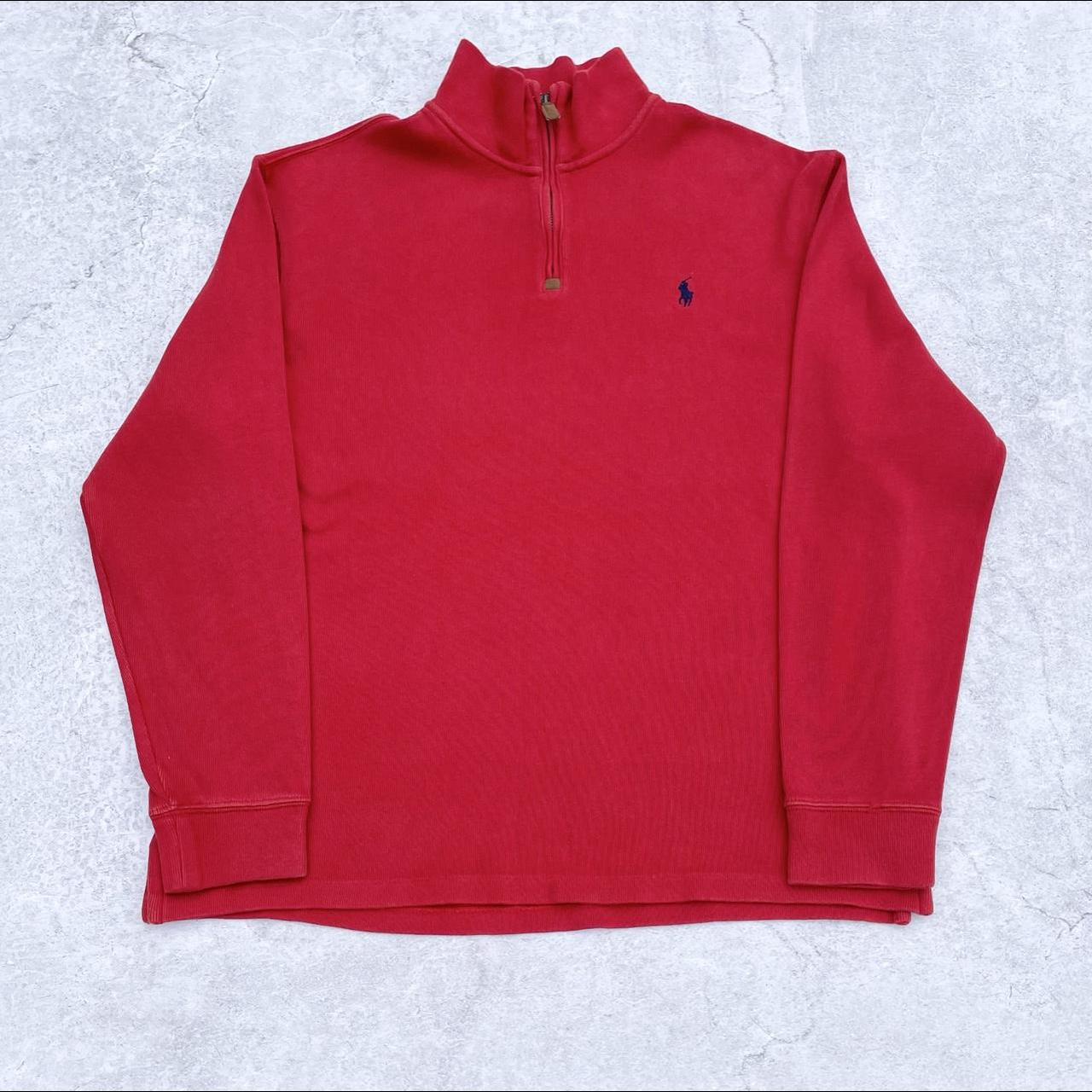 Red Ralph Lauren Quarter Zip Jumper Size on label:... - Depop