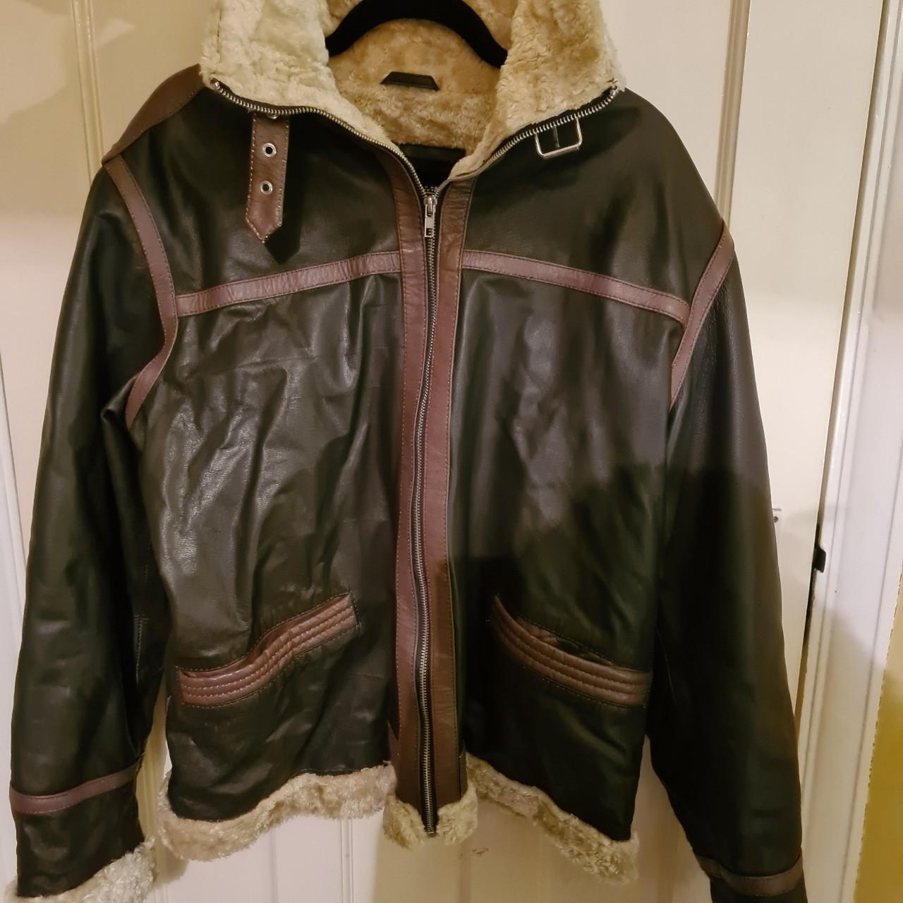 Mens Real Leather Flight Jacket, Size XL, Great... - Depop