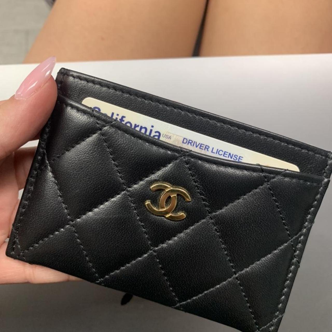 Chanel hard holder - black lambskin. Less than two... | Depop