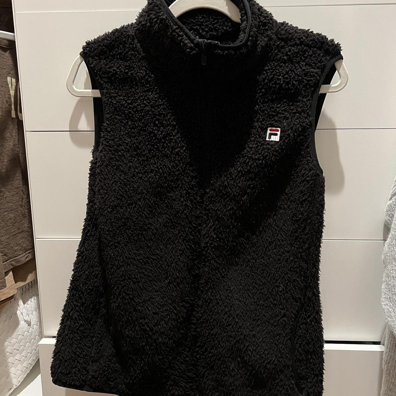 Fila Black Sherpa Vest size medium, thin black... - Depop