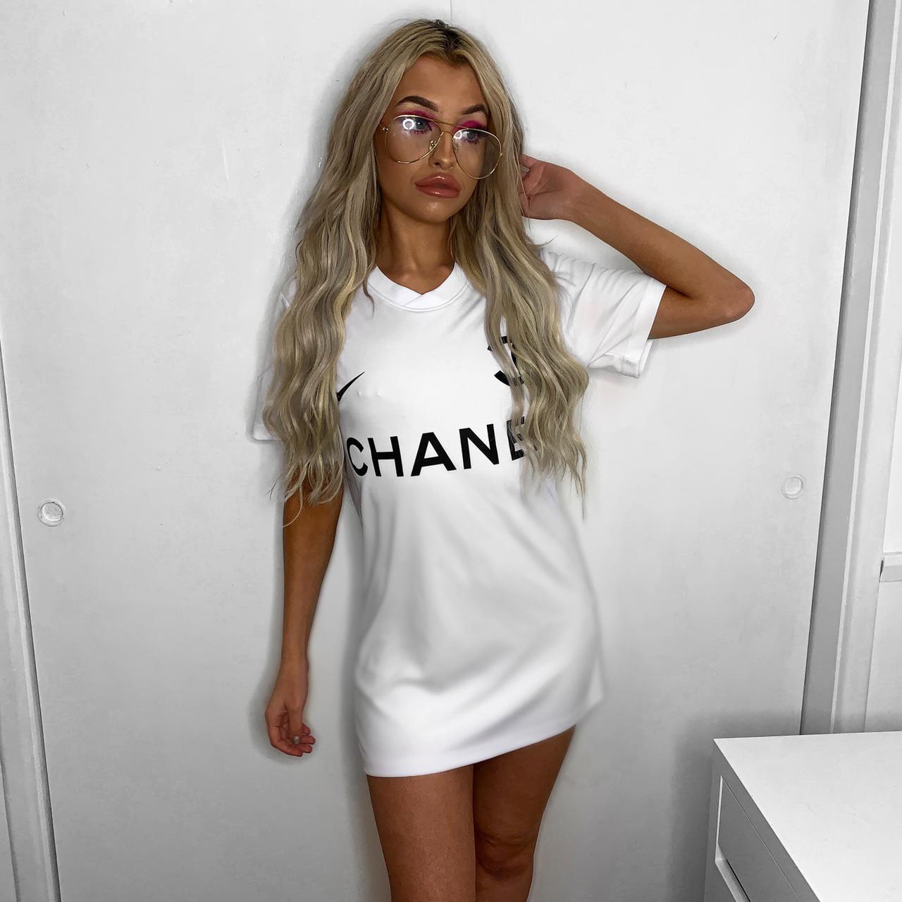 White Nike / channel top Size small - Depop