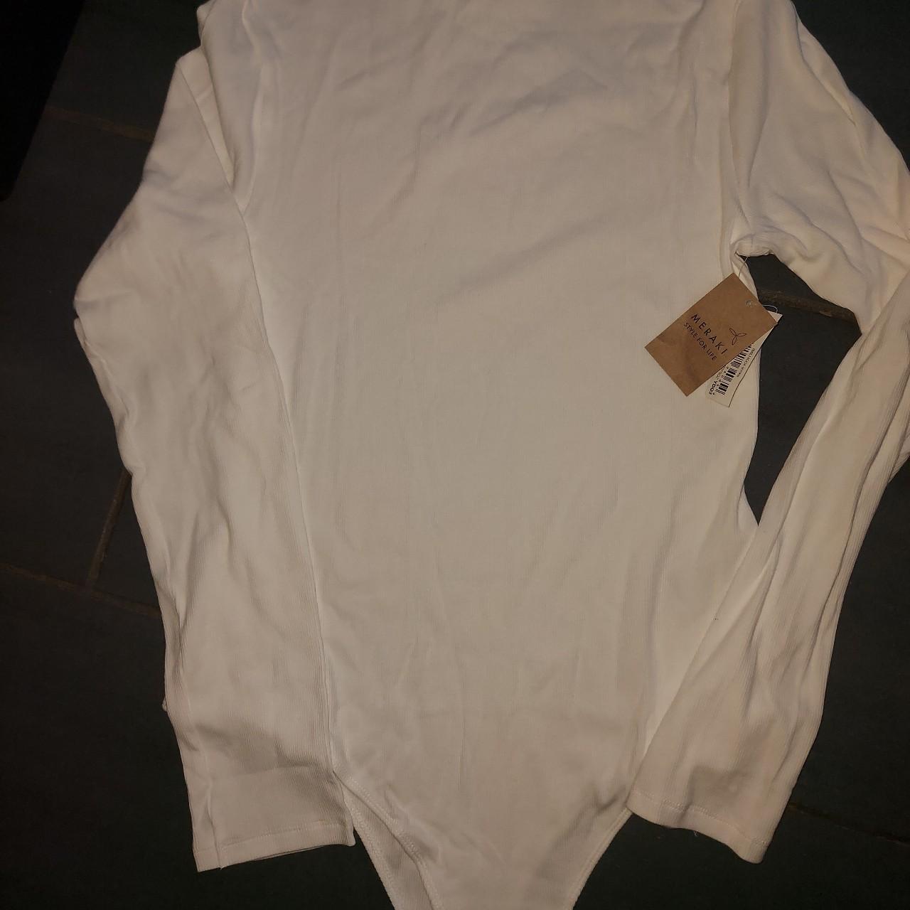 Meraki white full body suit white ribbed size 2XL... - Depop