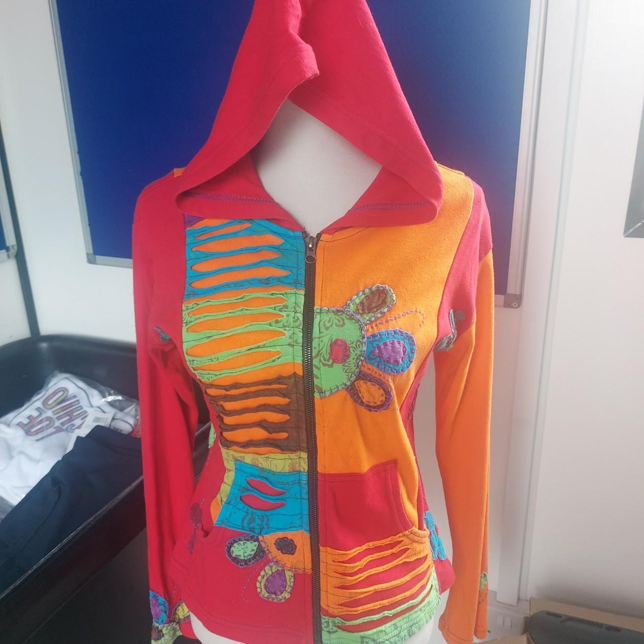 Bright and funky cardigan jacket with hood. New... - Depop