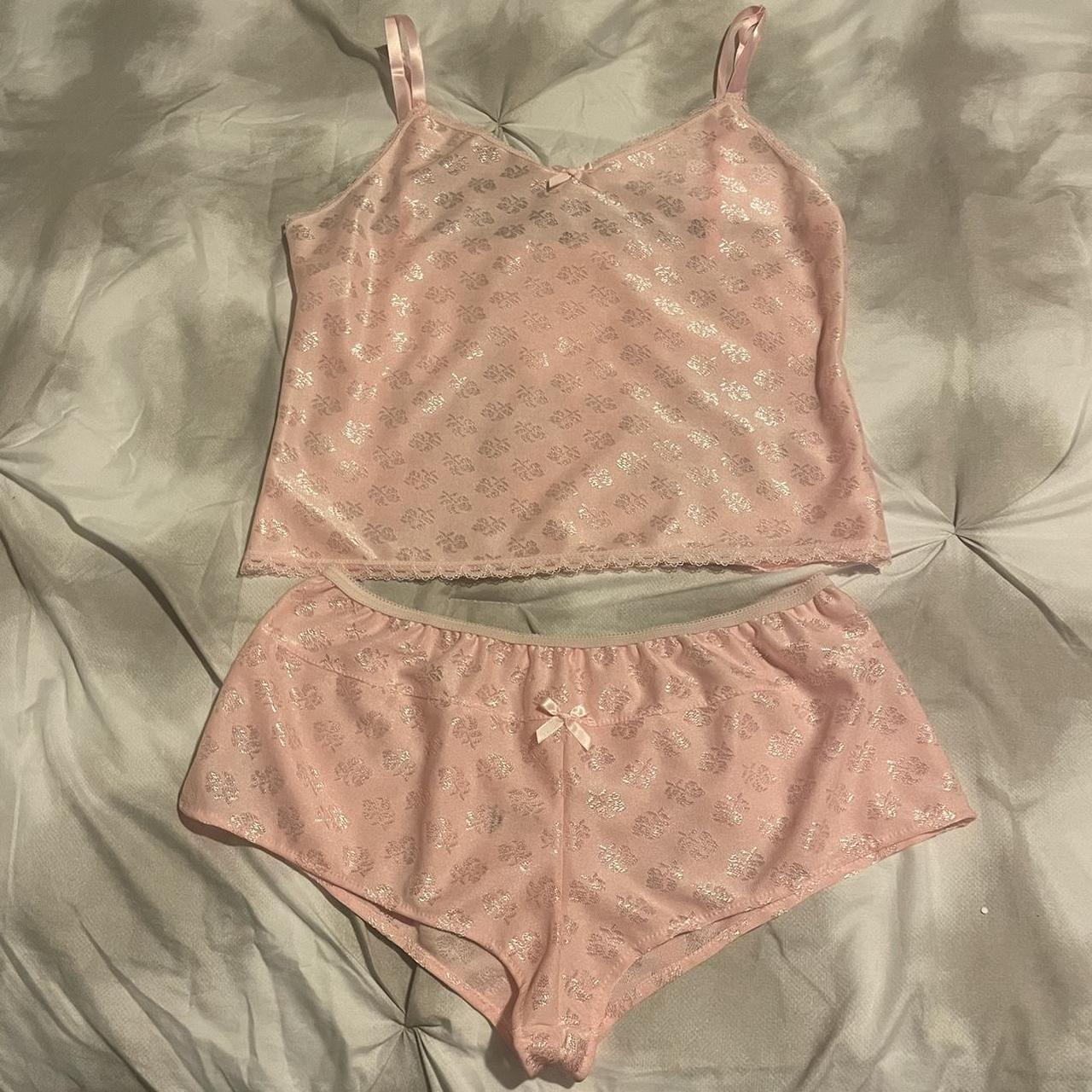 Coquette pink pointelle matching set Pink rose... - Depop