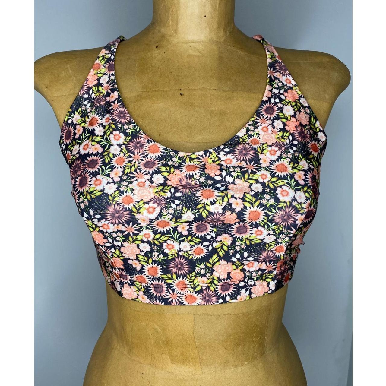 Onzie Flow Pyramid Bra Floral Lge Medium-impact... - Depop