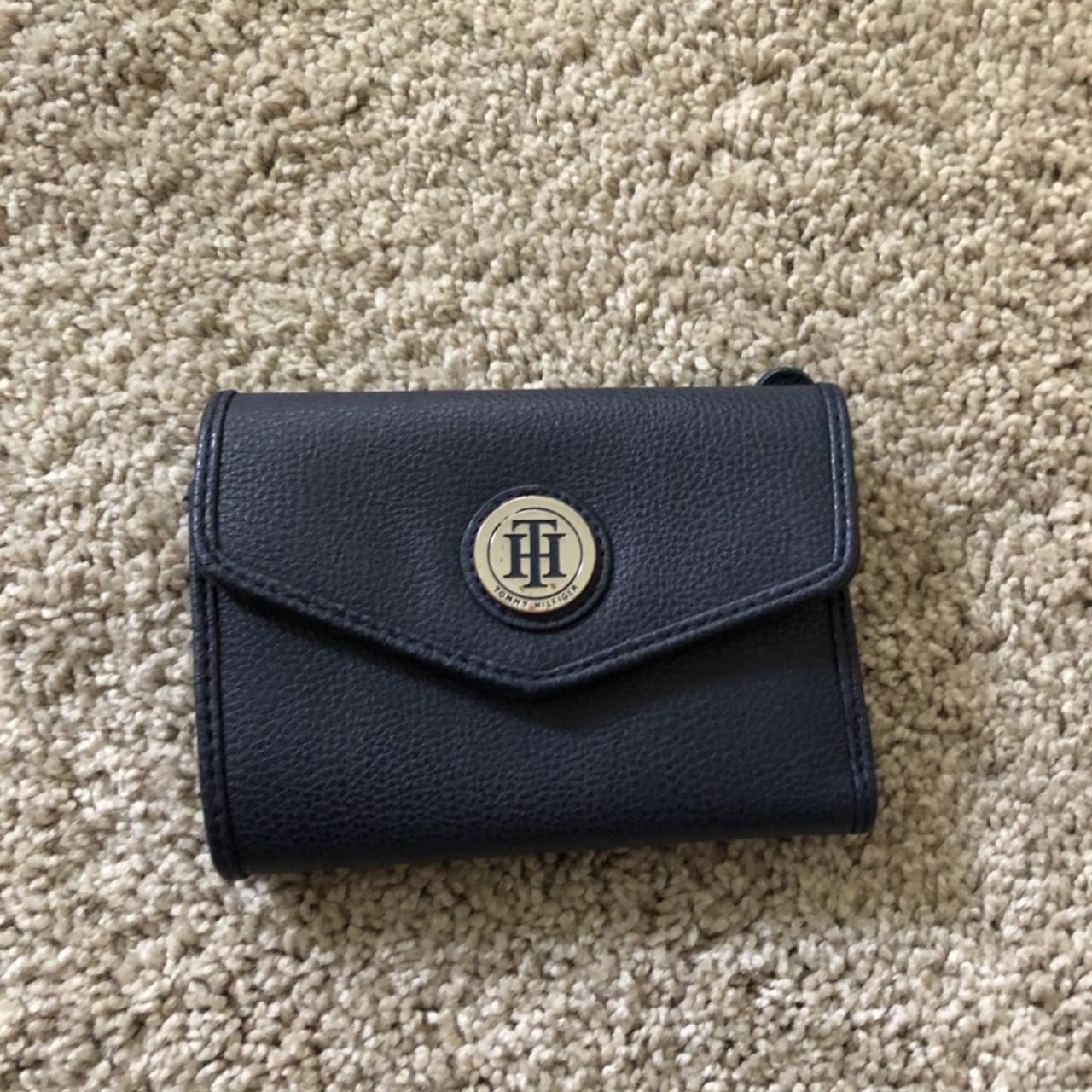 Navy blue faux leather wallet, Tommy Hilfiger brand... | Depop
