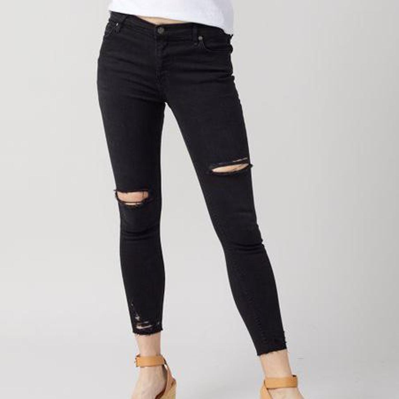 Free People Shark Bite Black Skinny Jeans Size 25 Depop