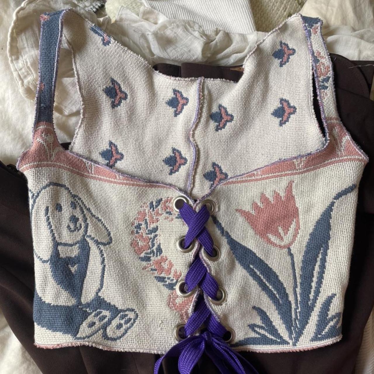 Handmade corset with rabbit and tulip So precious... - Depop