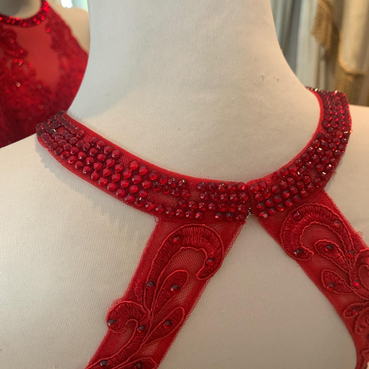 Beautiful Halter Neck Maxi Red Dress Embellished Depop