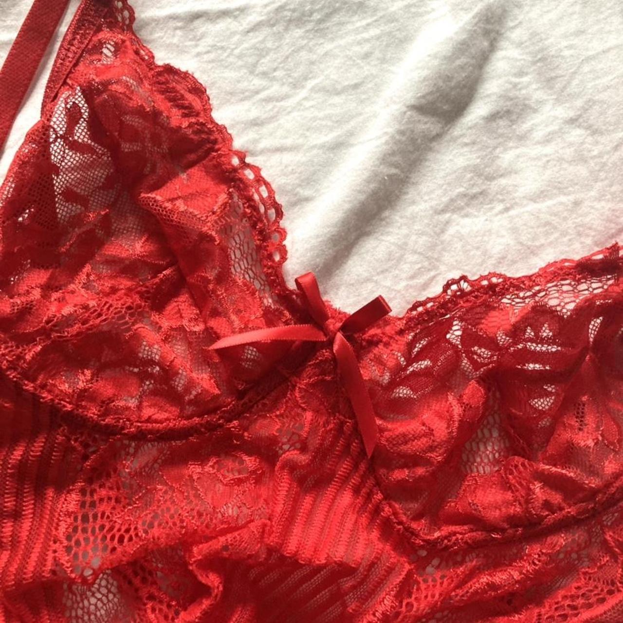 PrettyLittleThing red high leg body lingerie sexy.... - Depop