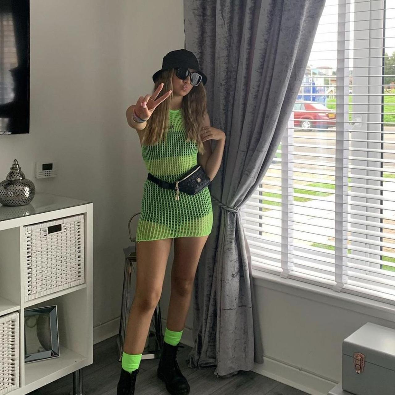 Green fishnet dress💚 Bought for £12, selling for £5... - Depop