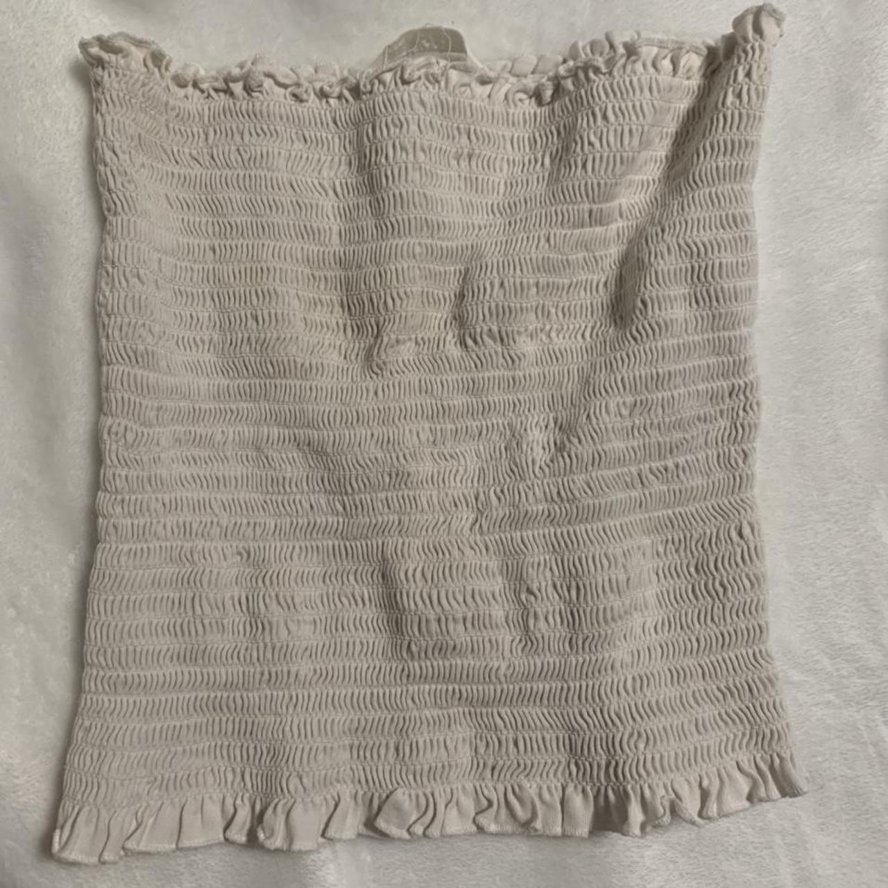 White Tube top, scrunch texture. Size S. Front... - Depop