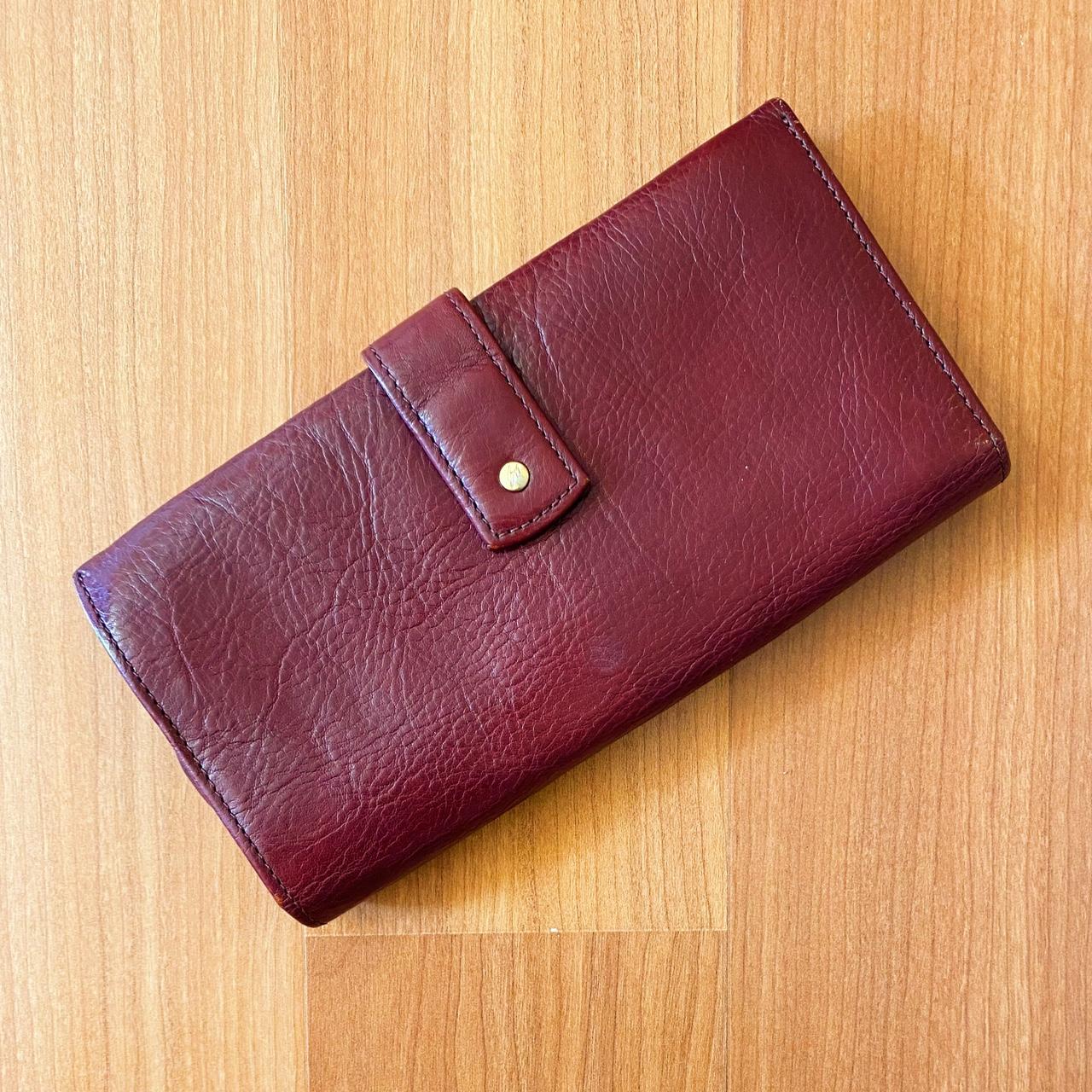 Vintage 80s burgundy genuine leather wallet by Stone... - Depop