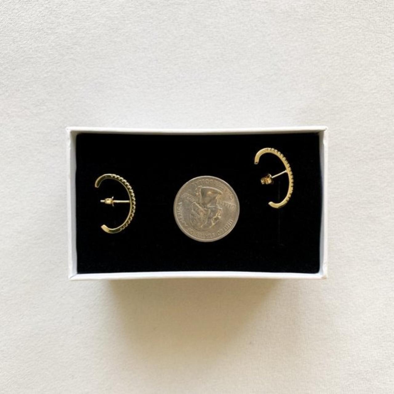 Golden Minimalist Rhinestone Ear Lobe Cuff Stud... - Depop