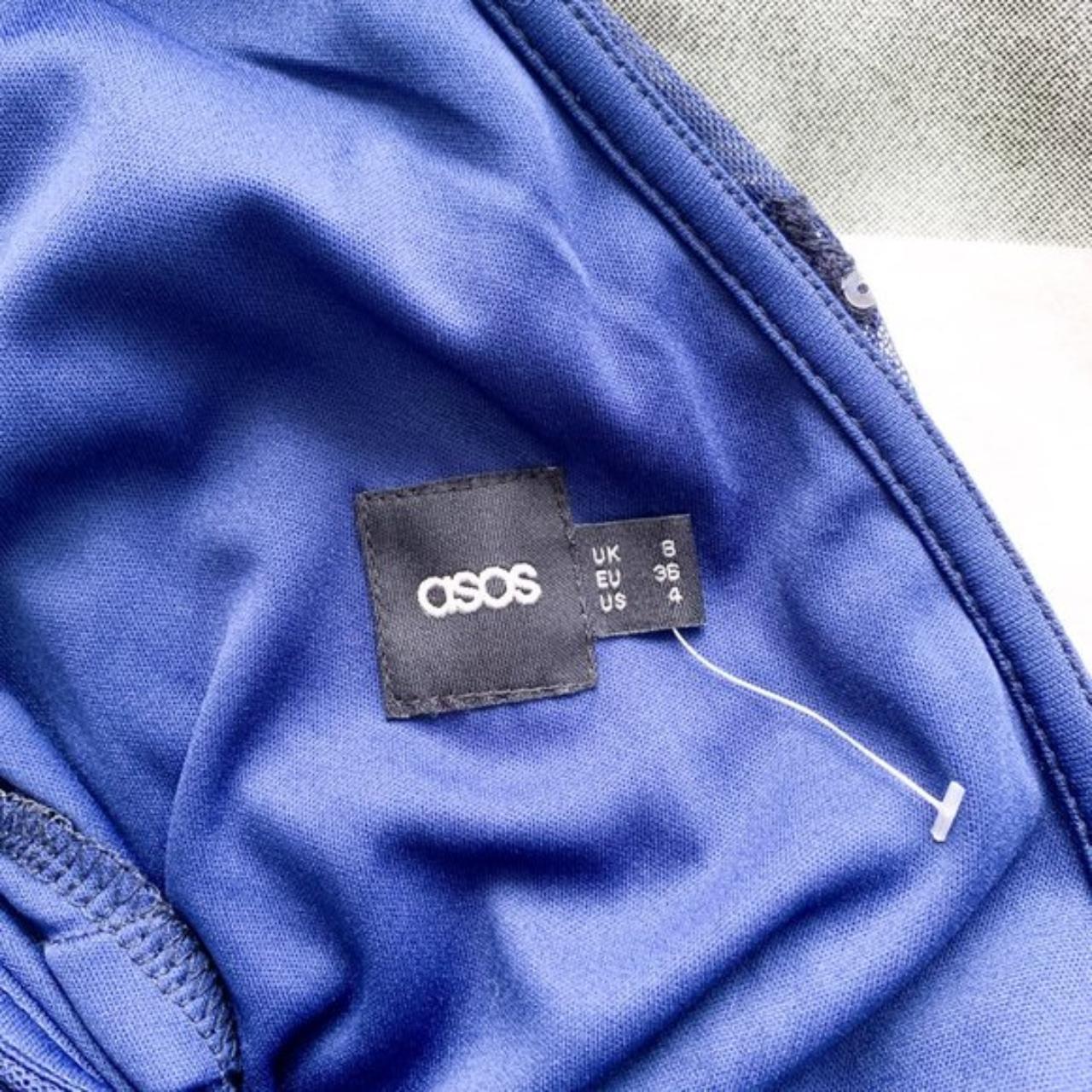 Asos Navy Blue Mini Dress with black lace and... - Depop