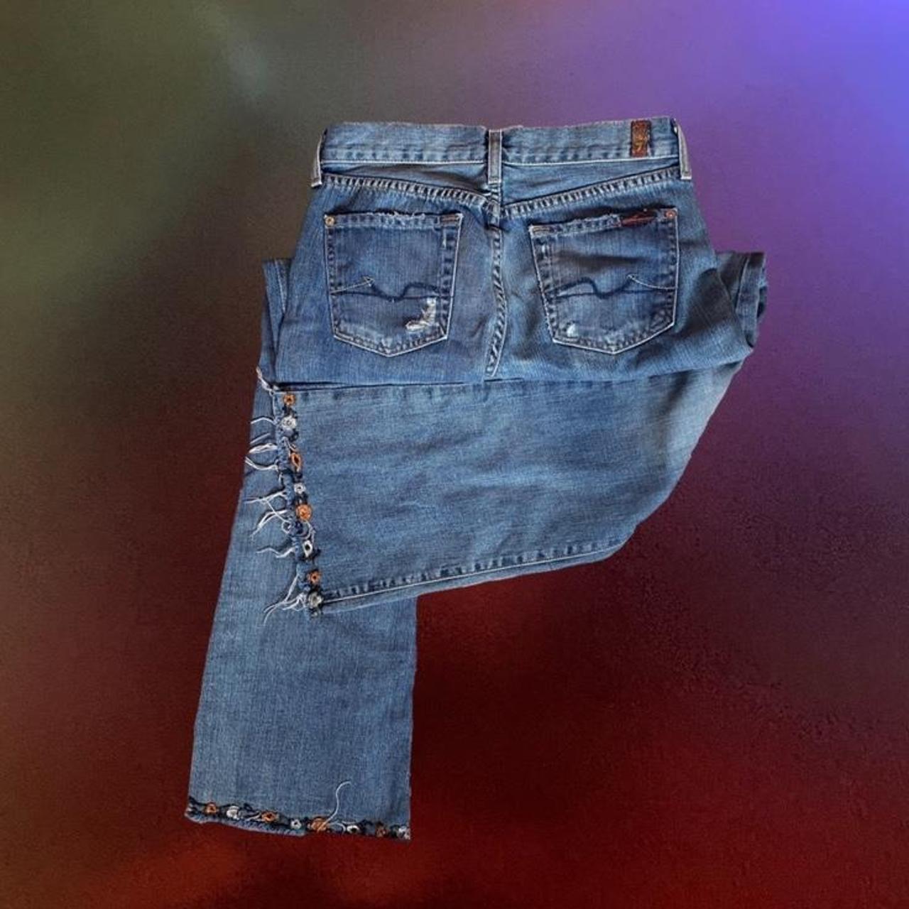 Vintage Floral Embroidered Low Waisted Flare Jeans Depop