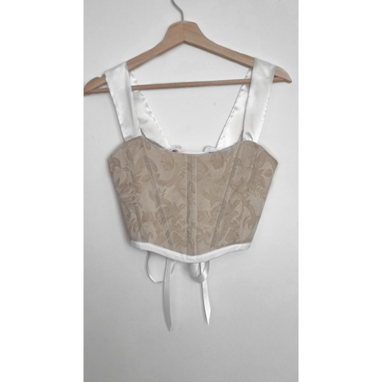 handmade corset crop top with lace up back fully... - Depop