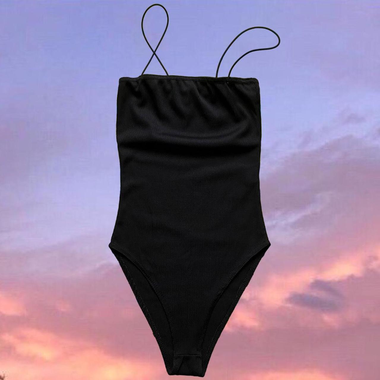 the most flattering ribbed spaghetti strap bodysuit... - Depop