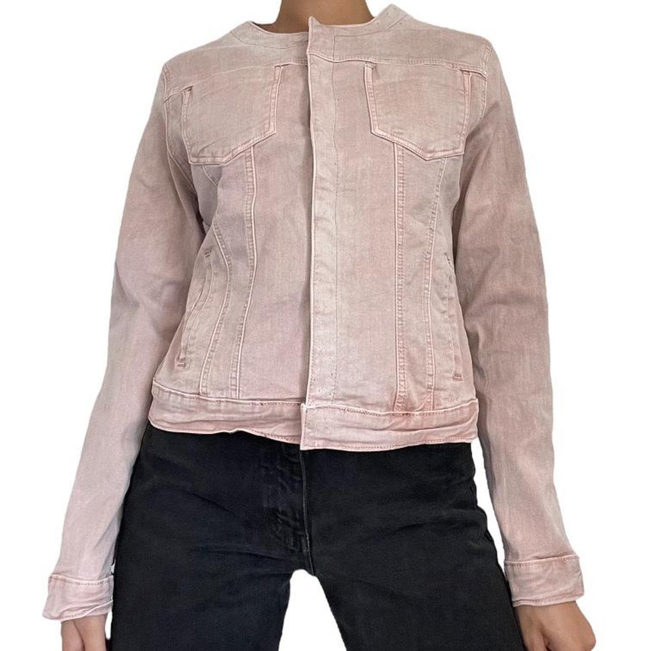Y2k baby pink denim jacket vintage 2000s preppy... - Depop