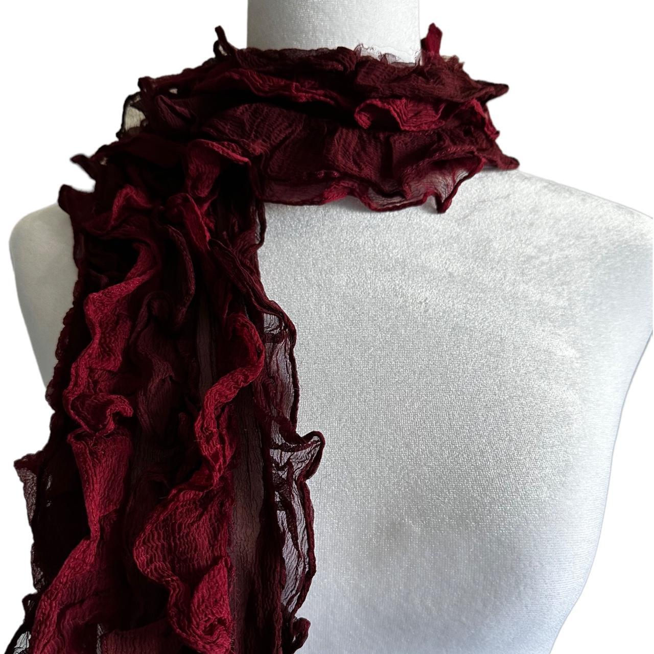 Y2k silk scarf ruffled in sheer red vintage 2000s ... - Depop