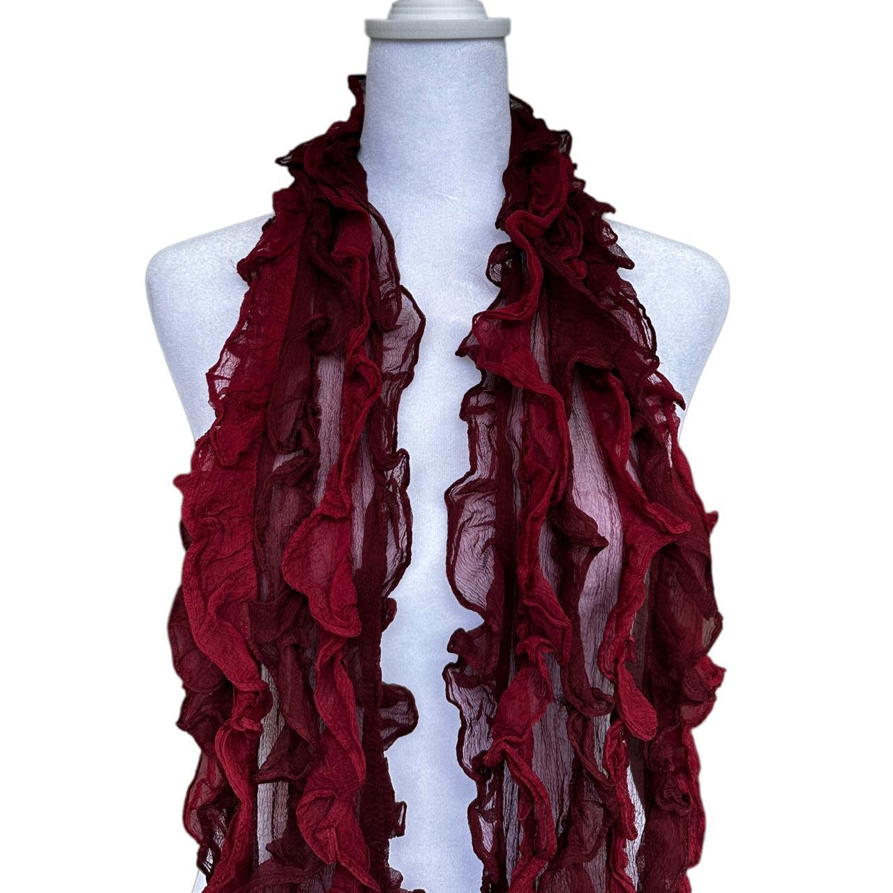 Y2k silk scarf ruffled in sheer red vintage 2000s ... - Depop