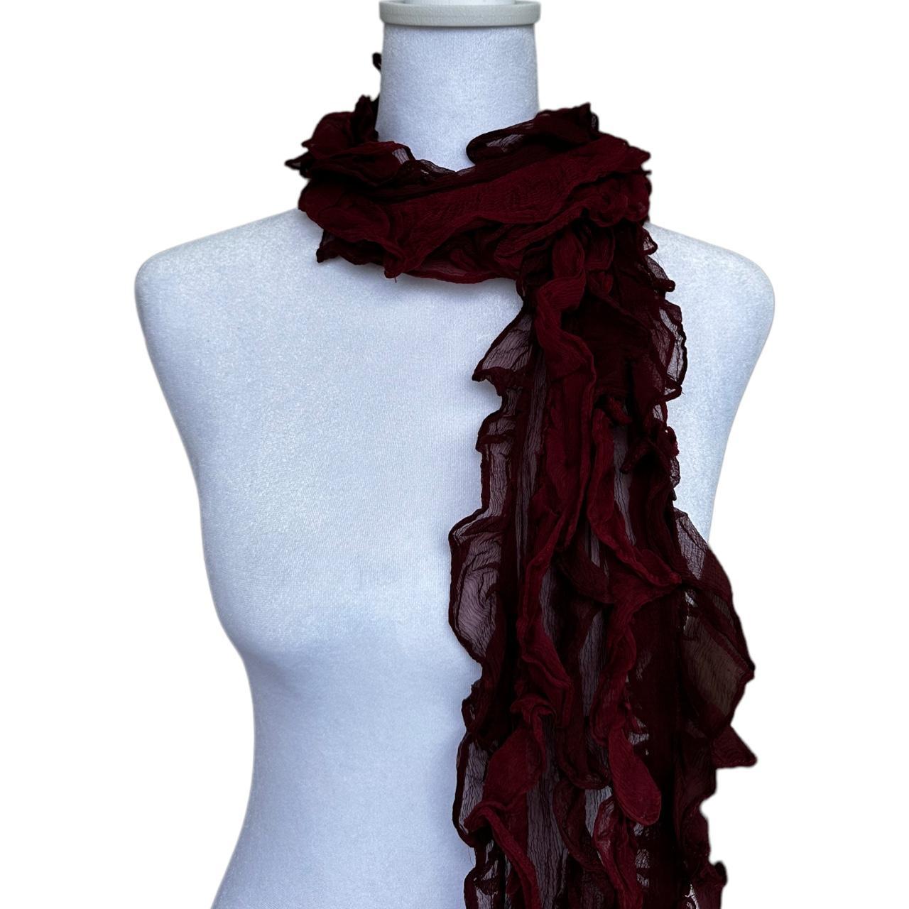 Y2k silk scarf ruffled in sheer red vintage 2000s ... - Depop