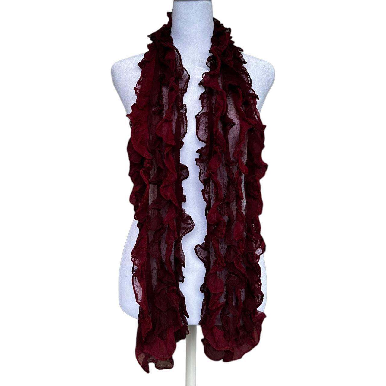Y2k Silk Scarf Ruffled In Sheer Red Vintage 2000s Depop
