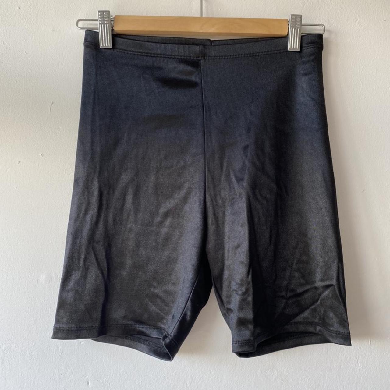 Black satin cycle shorts in size S! Stretch and have... - Depop