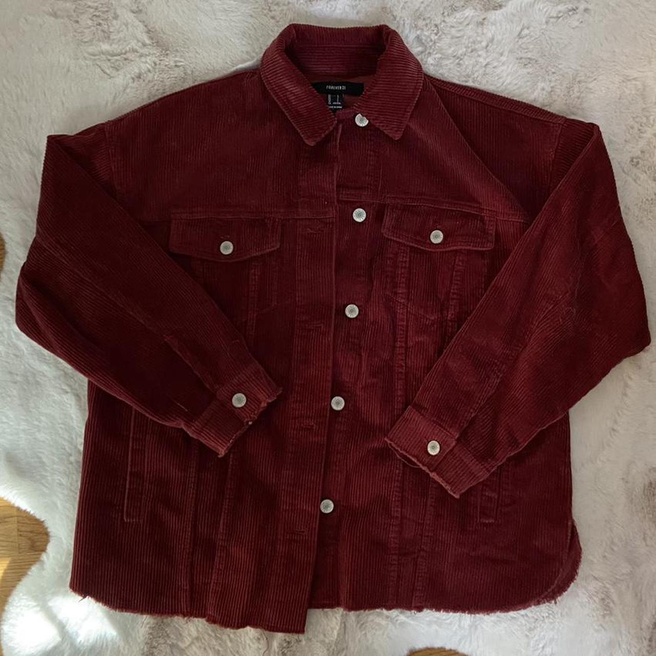 Red Corduroy Shacket: This has hardly been worn so... - Depop
