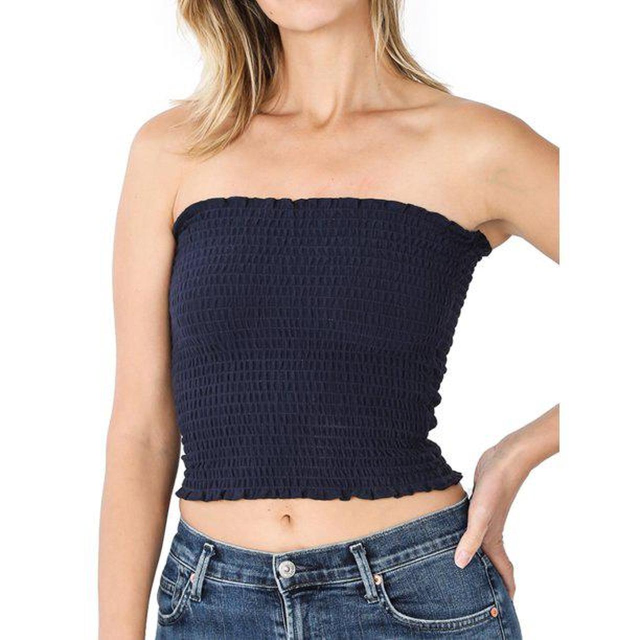 ⭐️Cute smocked navy blue tube top ⭐️Perfect for... - Depop