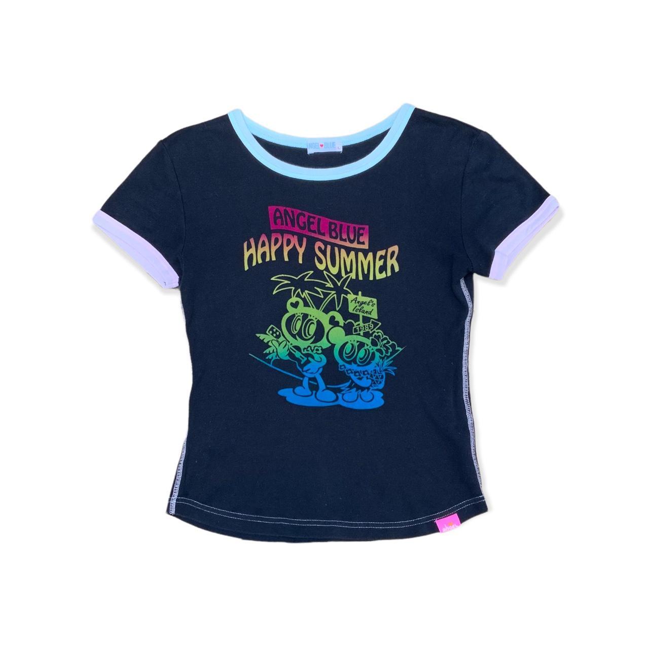 Angel Blue Ringer T Shirt , size Large . Good... - Depop