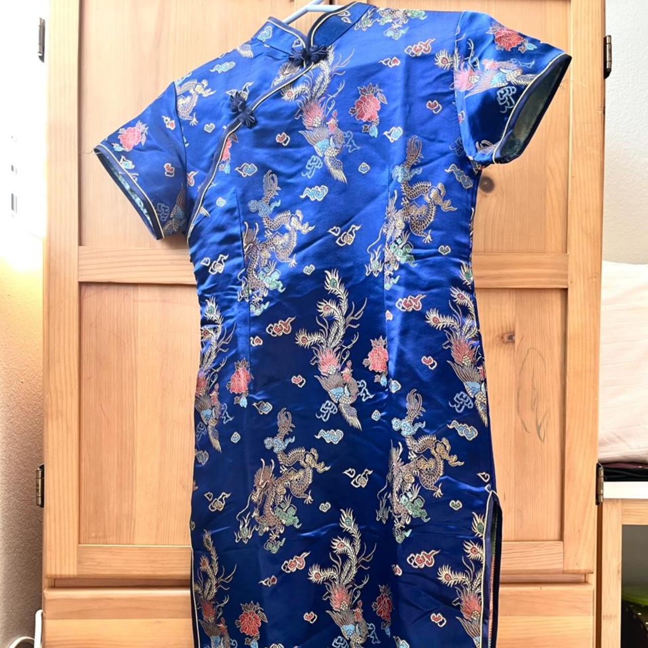 Gorgeous royal cerulean blue Chinese Qipao... - Depop