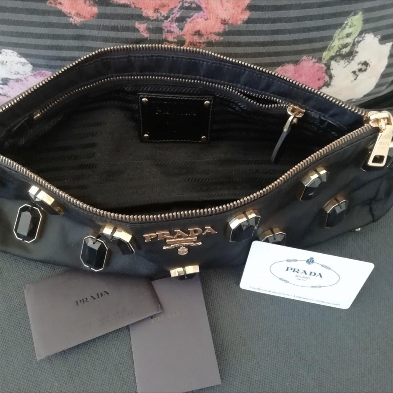 prada black stain jewel gem clutch bag with gold... - Depop