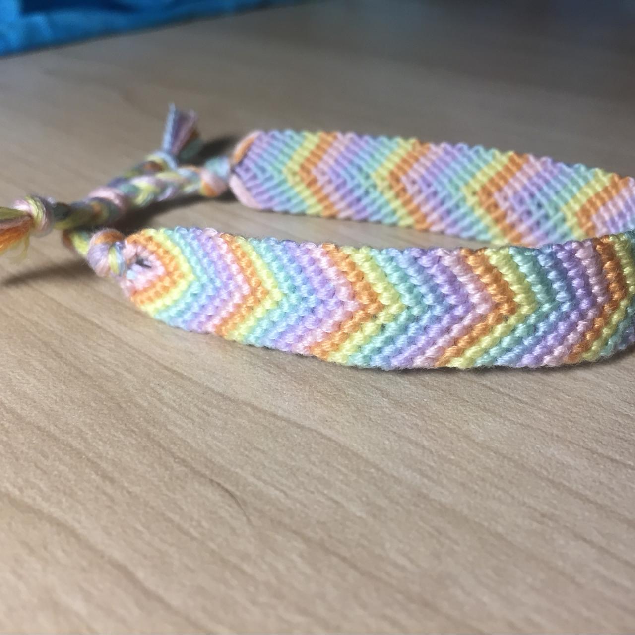 🌈 Pastel Rainbow Friendship Bracelet Handmade with... - Depop