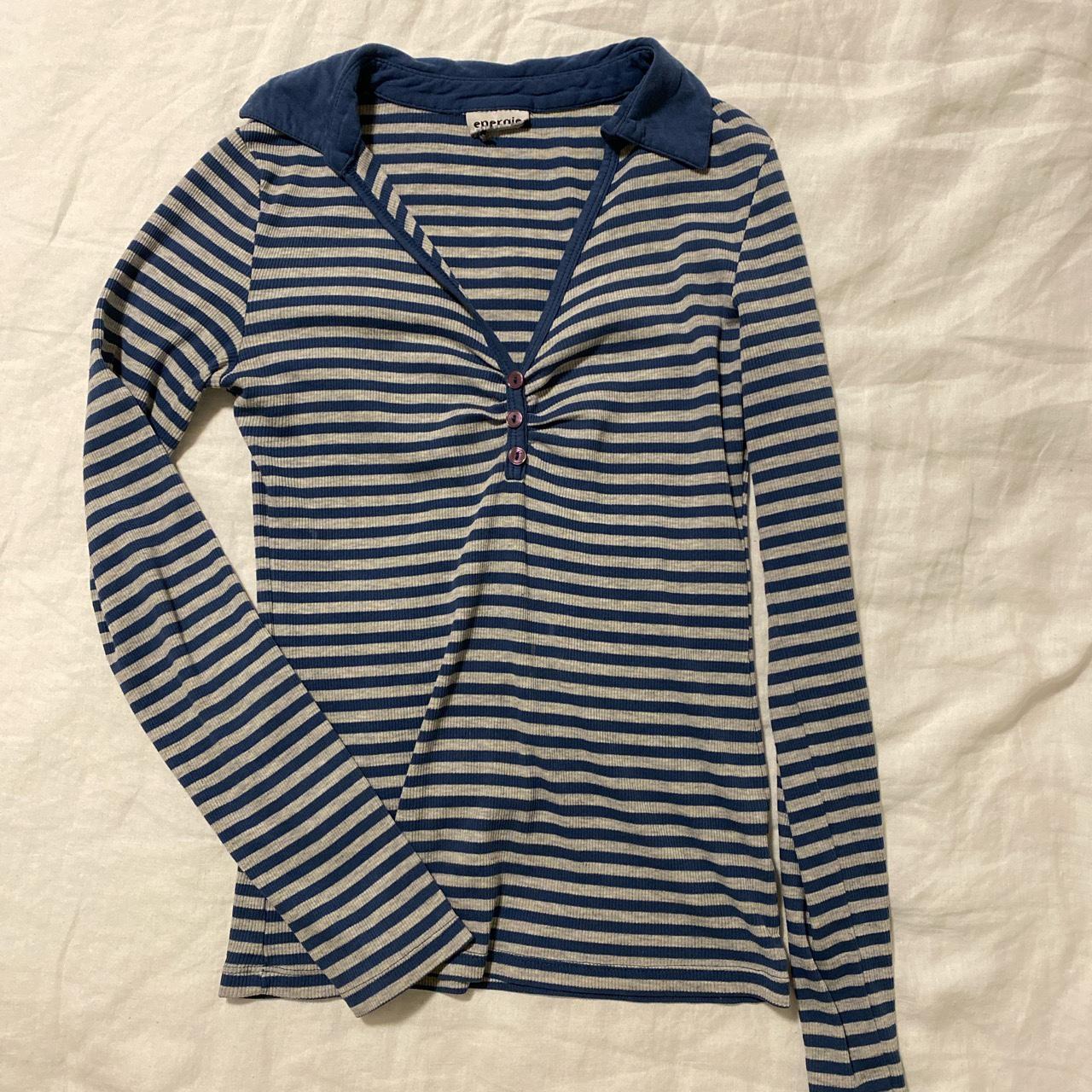 pretty grey and blue long sleeve. tag doesn’t have a... - Depop